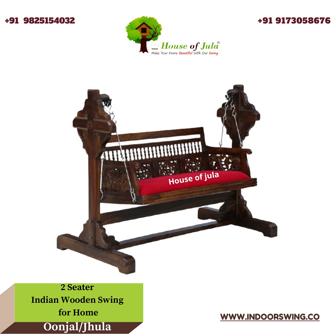 Two Seater Wooden Swing for Home - House Of Jula