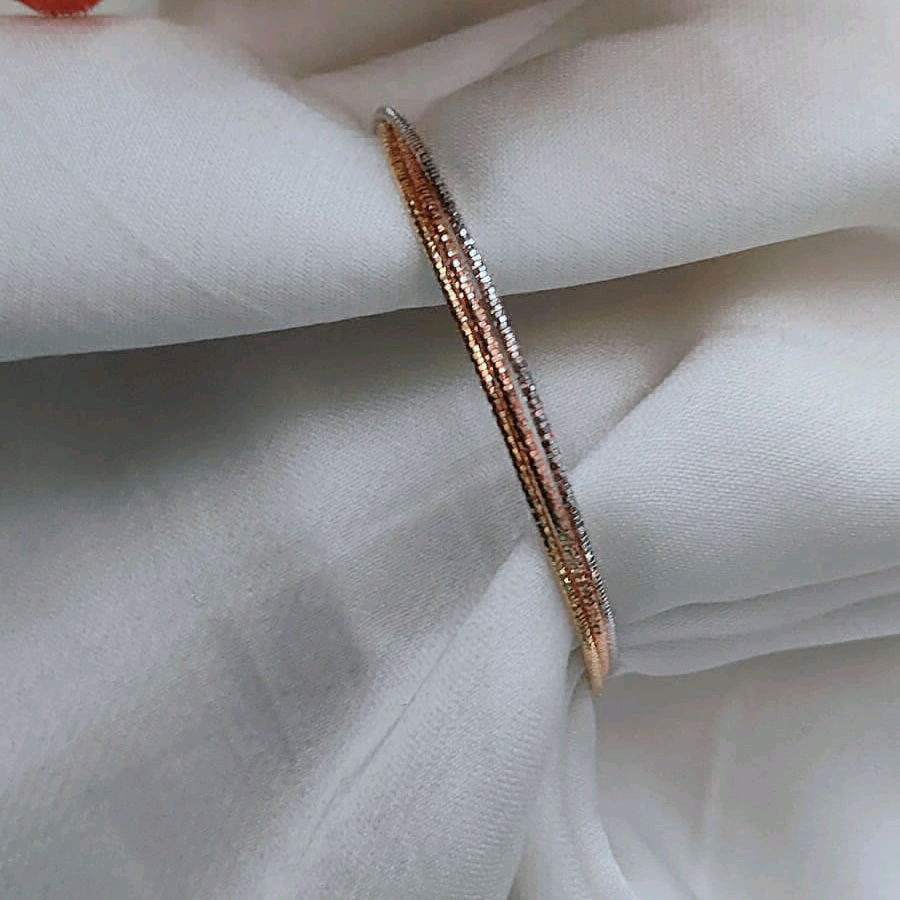 Tri Tone Elegance Silver Layered Bracelet