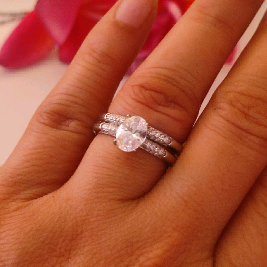 Buy Oval Cut CZ Engagement Ring online | Missori Silver Jewellery Online