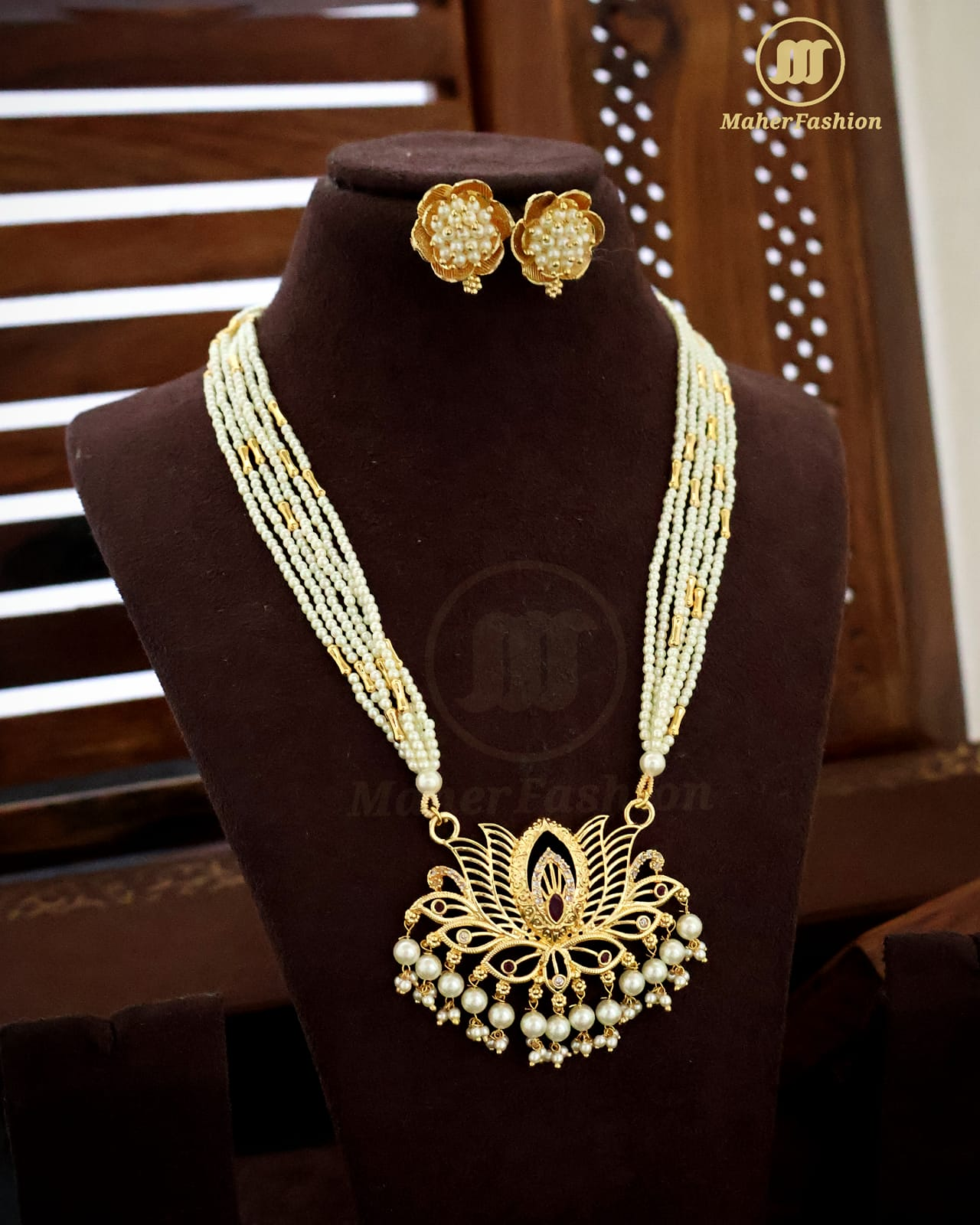 Red And White Stone Traditional Tanmani Design Online Maherfashion_Mumbai