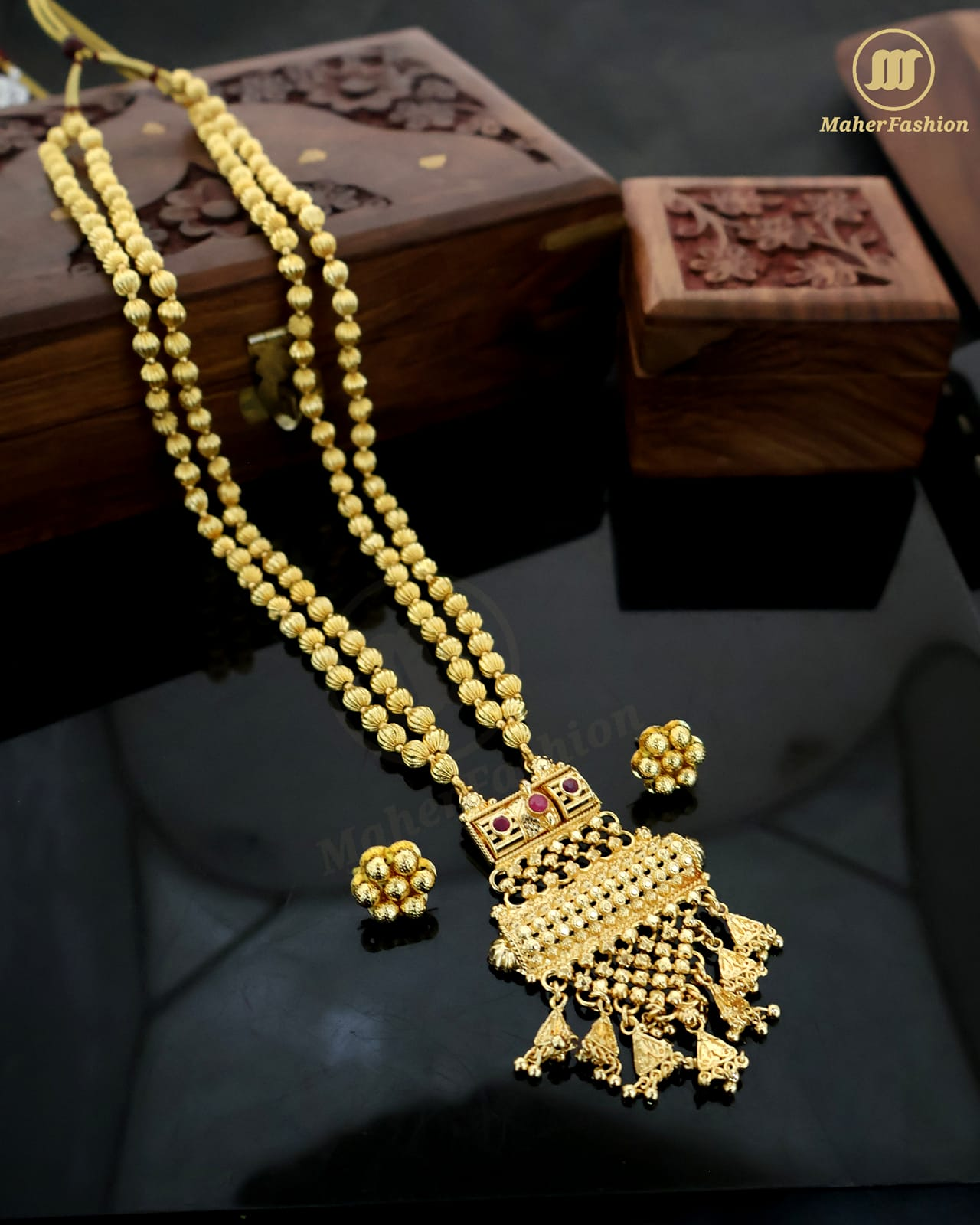 Shop Enthnic Golden Mala set | TRADITiONAL MALA | Maher Fashion in ...