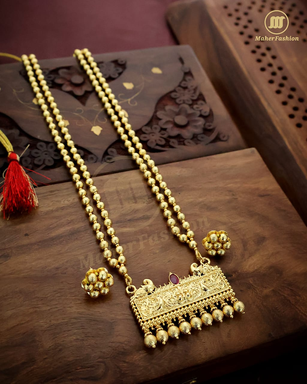 Shop Unique Maharashtrian Traditional Long Mala Golden Finish ...
