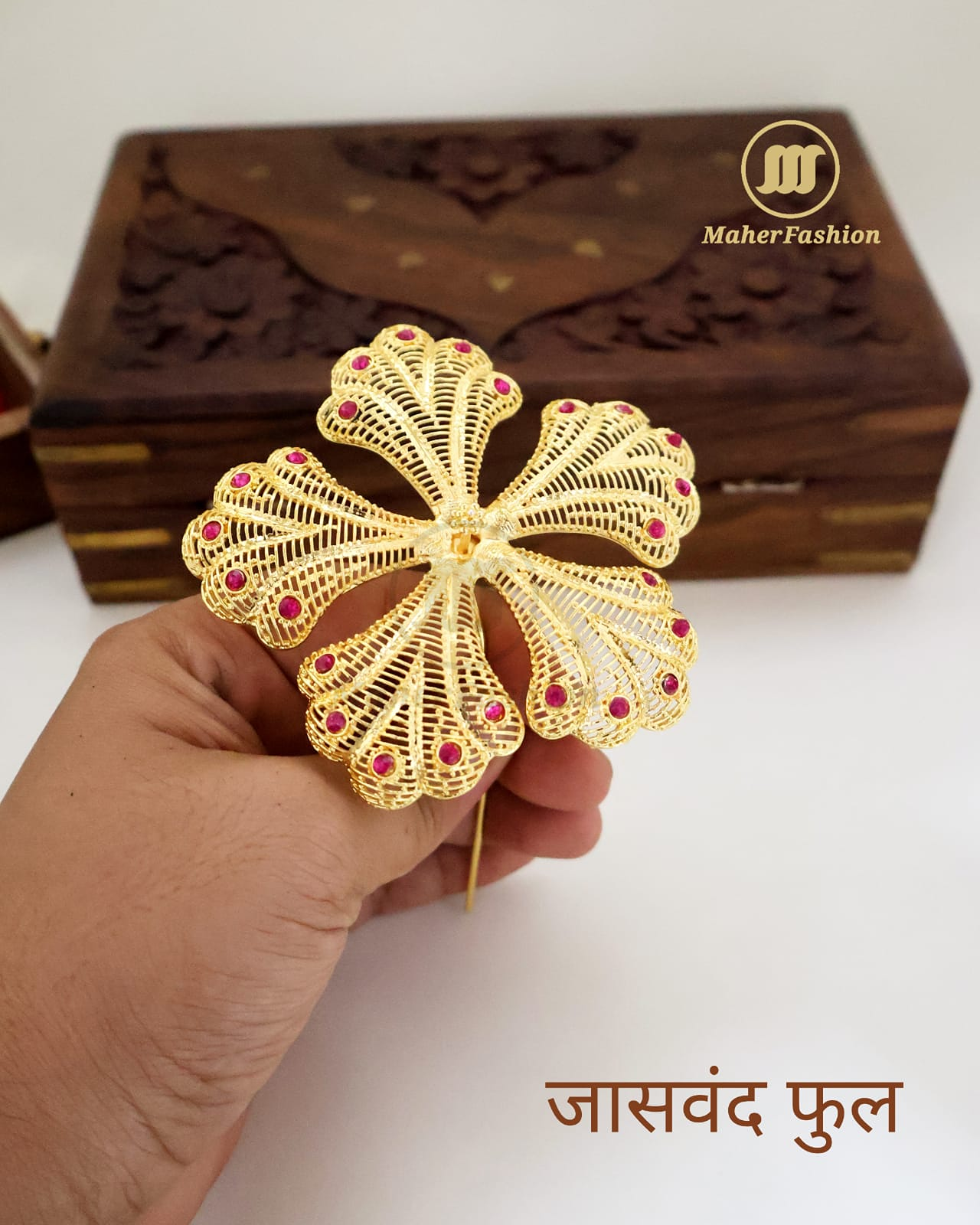 Shop Designer Gold Plted Jaswand Flower | GANPATI JWELLERY | Maher ...