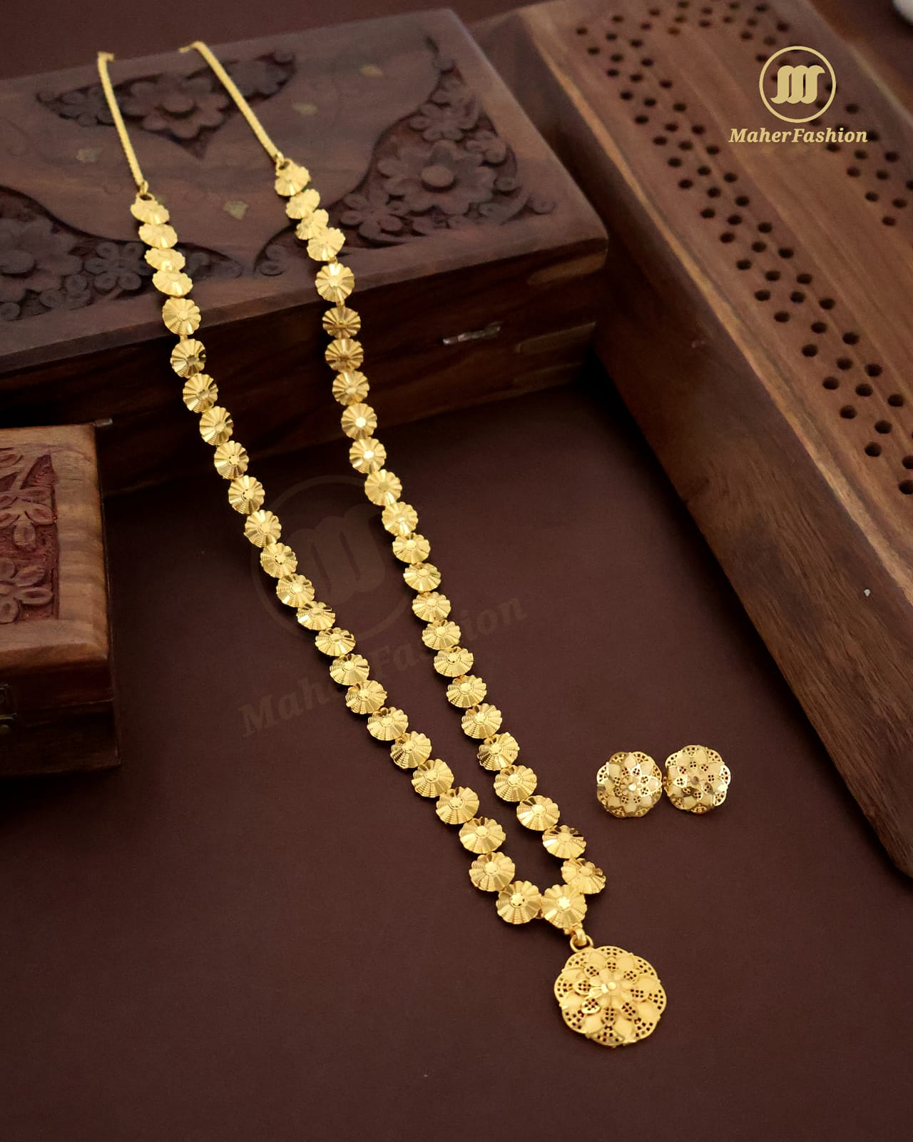 Shop Glorious Long Golden Necklace | Maher Fashion in Mumbai ...