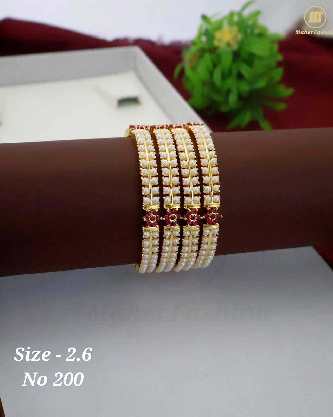 Shop Flower Design Pearls Bangles Set | BANGLE | Maher Fashion in ...